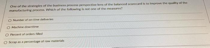 Solved One of the strategies of the business process | Chegg.com