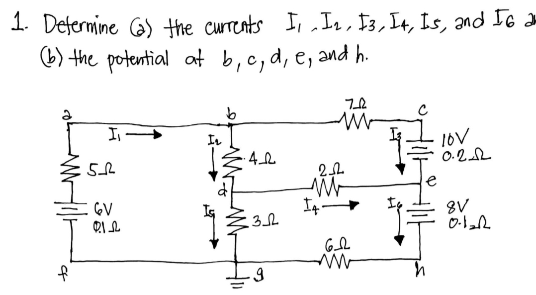 Determine A the Currents I1i2i3i4i5 and I6