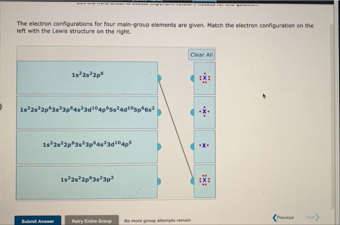 Solved The Electron Configurations For Four Main Group
