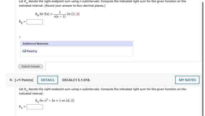 Solved Let Rn denote the right-endpoint sum using n | Chegg.com