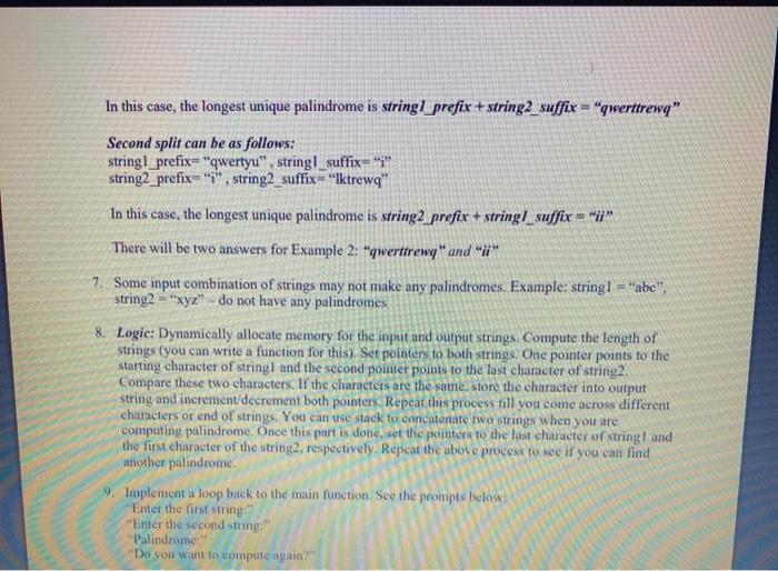 Solved Write A Program To Compute Longest Unique Palindromes