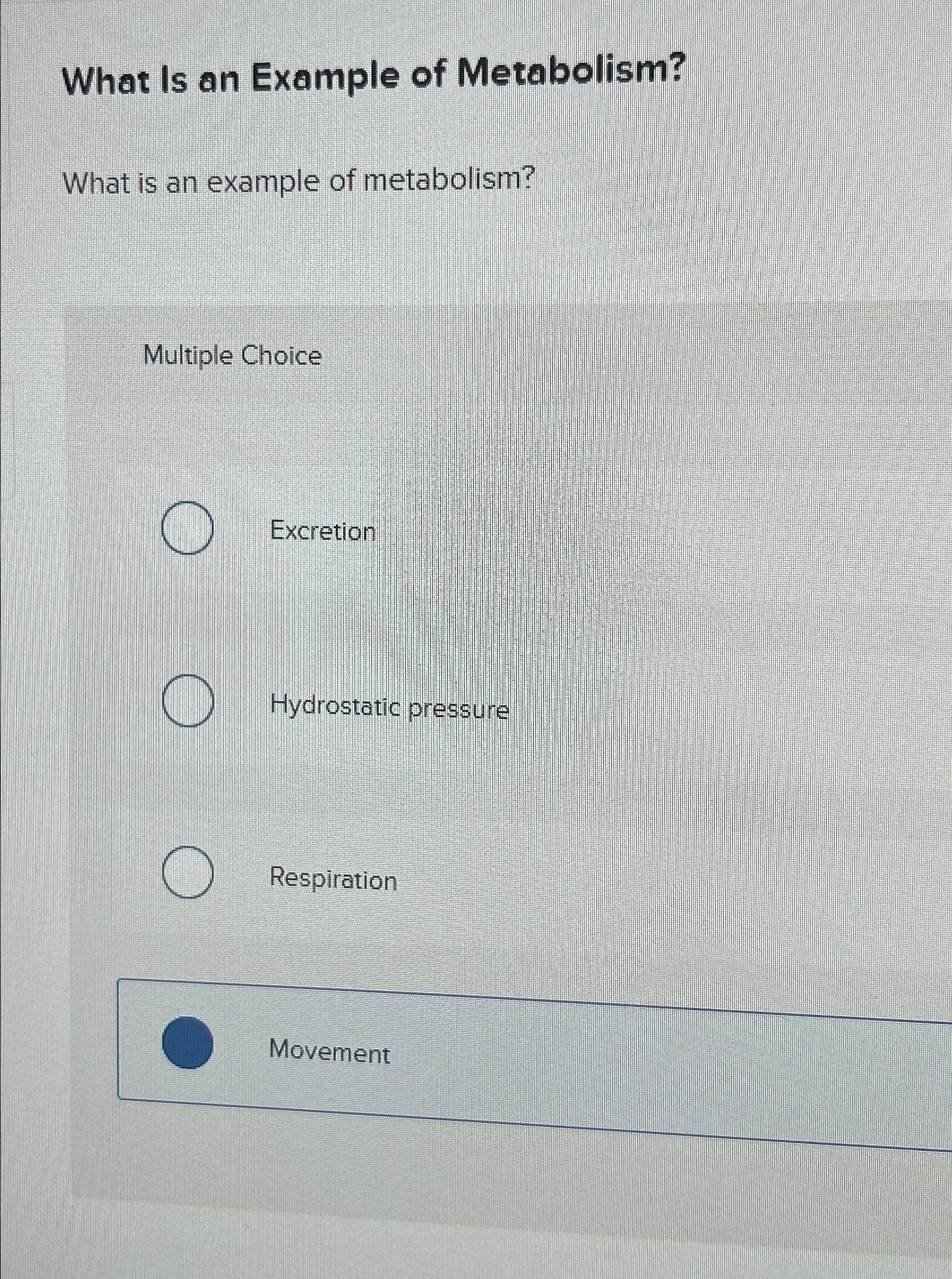 Solved What Is an Example of Metabolism?What is an example | Chegg.com