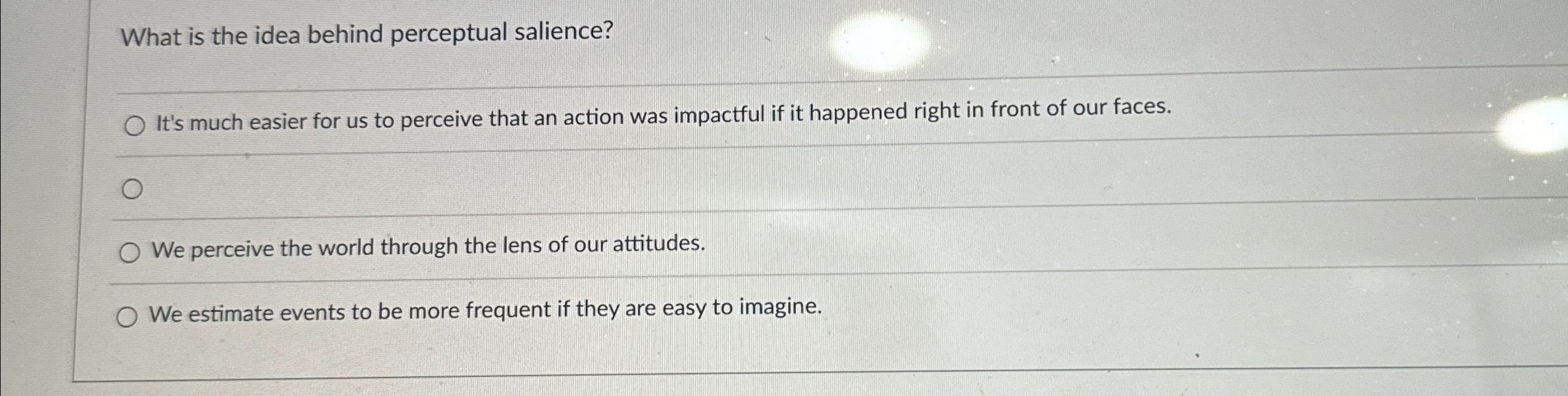 Solved What is the idea behind perceptual salience?It's much | Chegg.com