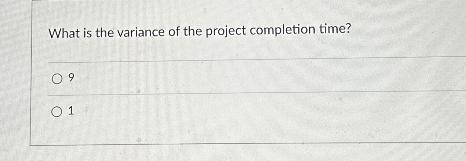 Solved What is the variance of the project completion | Chegg.com