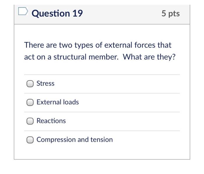Solved Question 19 5 pts There are two types of external | Chegg.com