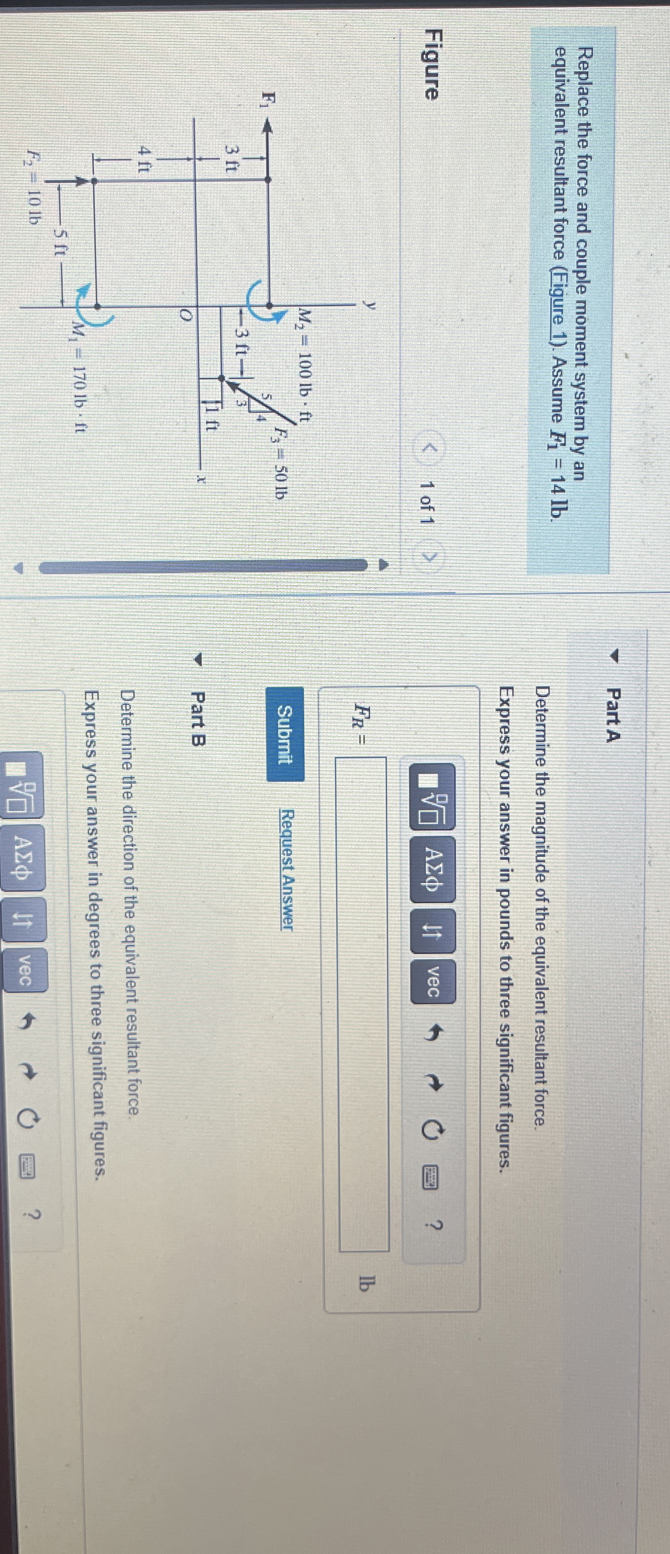 Solved Replace the force and couple moment system by | Chegg.com