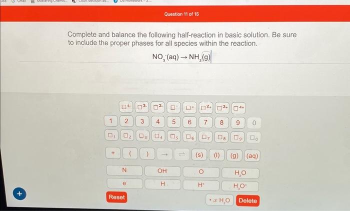 Solved Complete and balance the following half-reaction in | Chegg.com