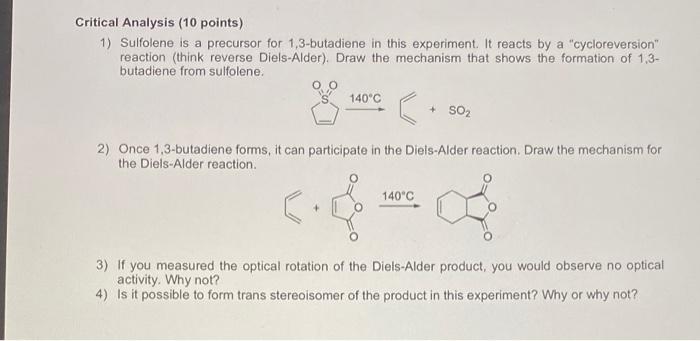 Solved ritical Analysis ( 10 points) 1) Sulfolene is a | Chegg.com