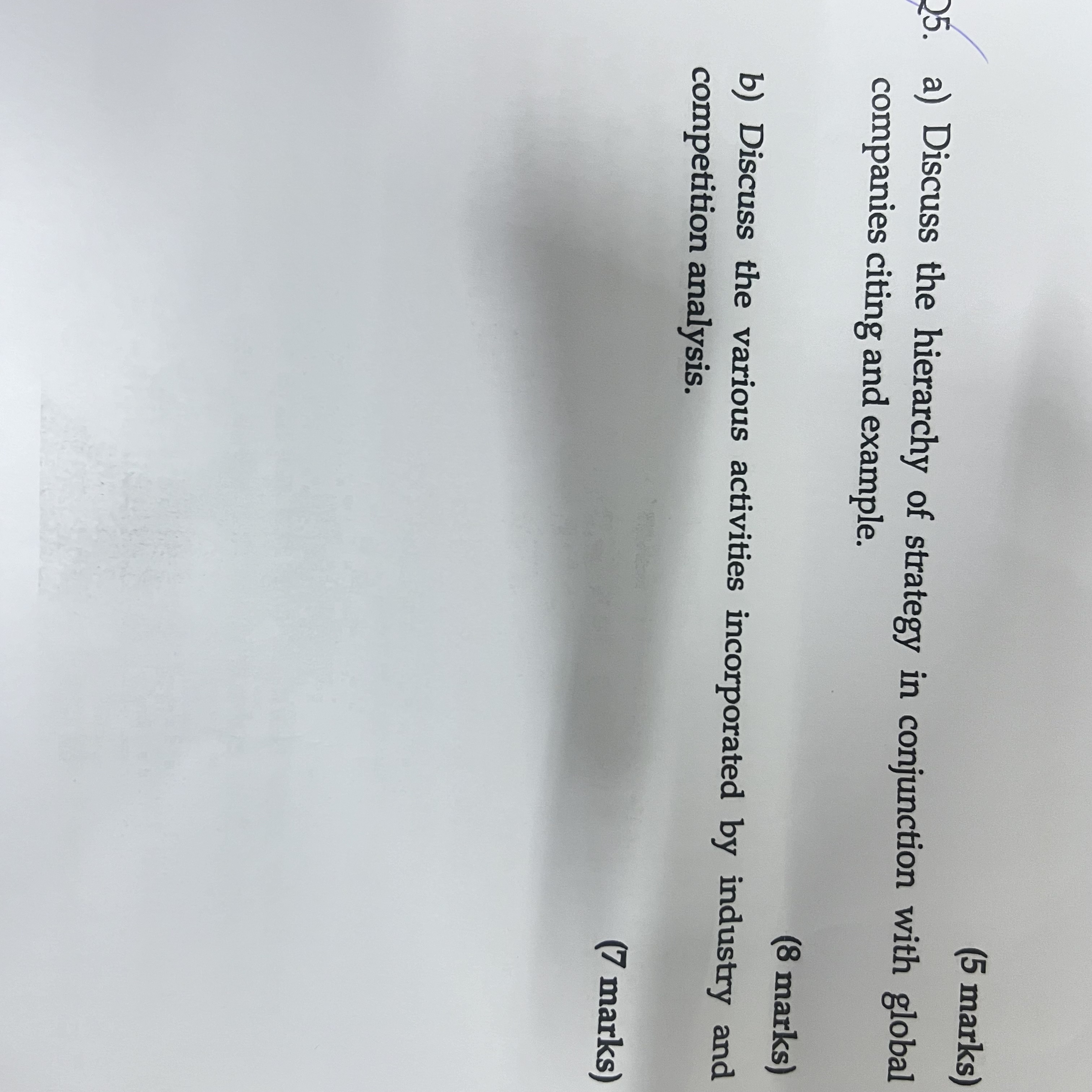 Solved a) ﻿Discuss the hierarchy of strategy in conjunction | Chegg.com