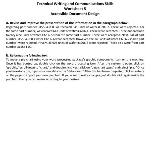 Technical Writing and Communications Skills Worksheet | Chegg.com