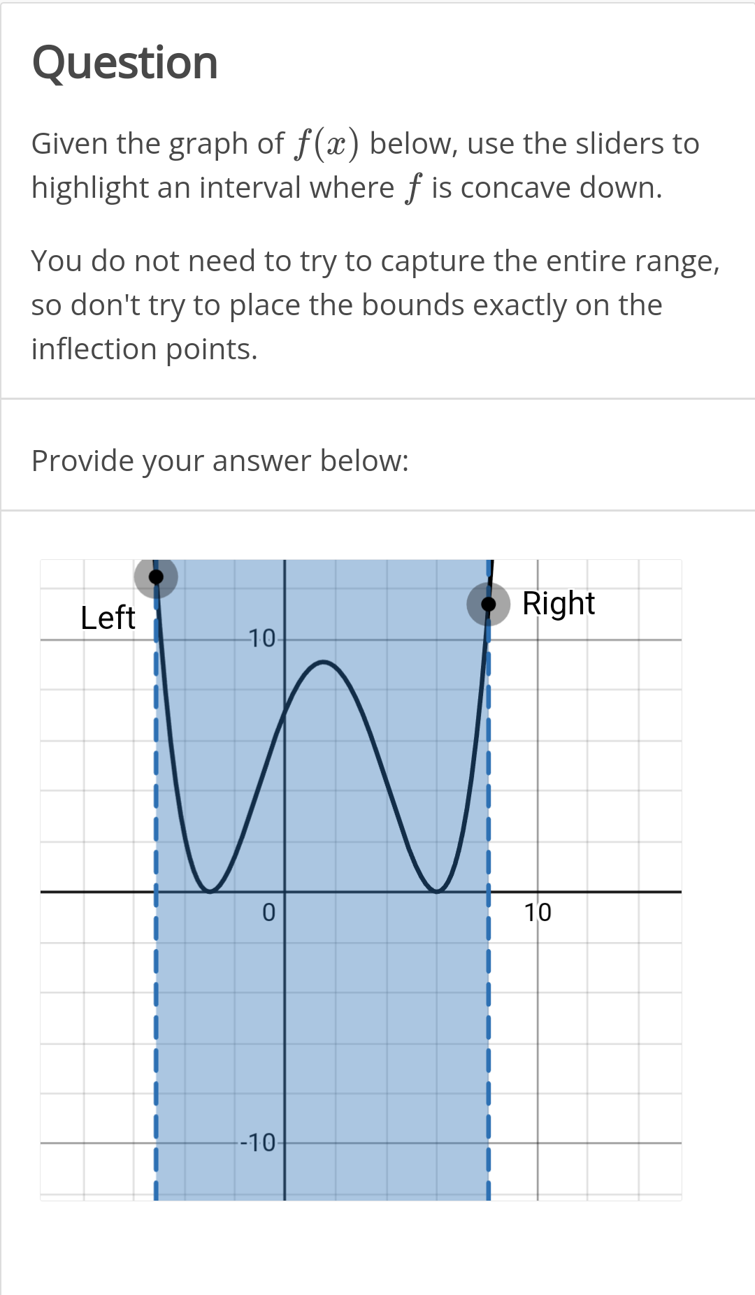 Solved QuestionGiven the graph of f(x) ﻿below, use the | Chegg.com