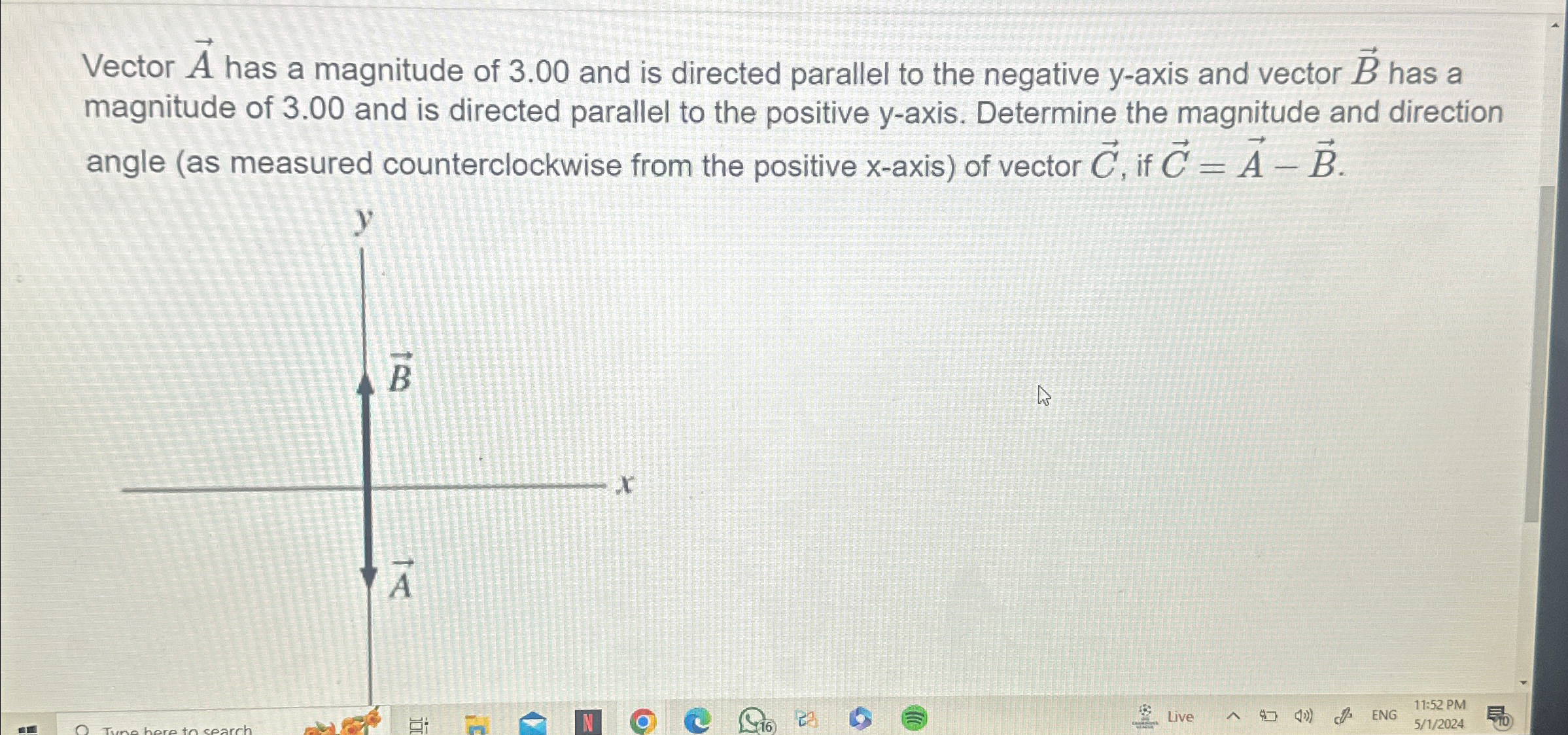 Solved Vector vec(A) ﻿has a magnitude of 3.00 ﻿and is | Chegg.com