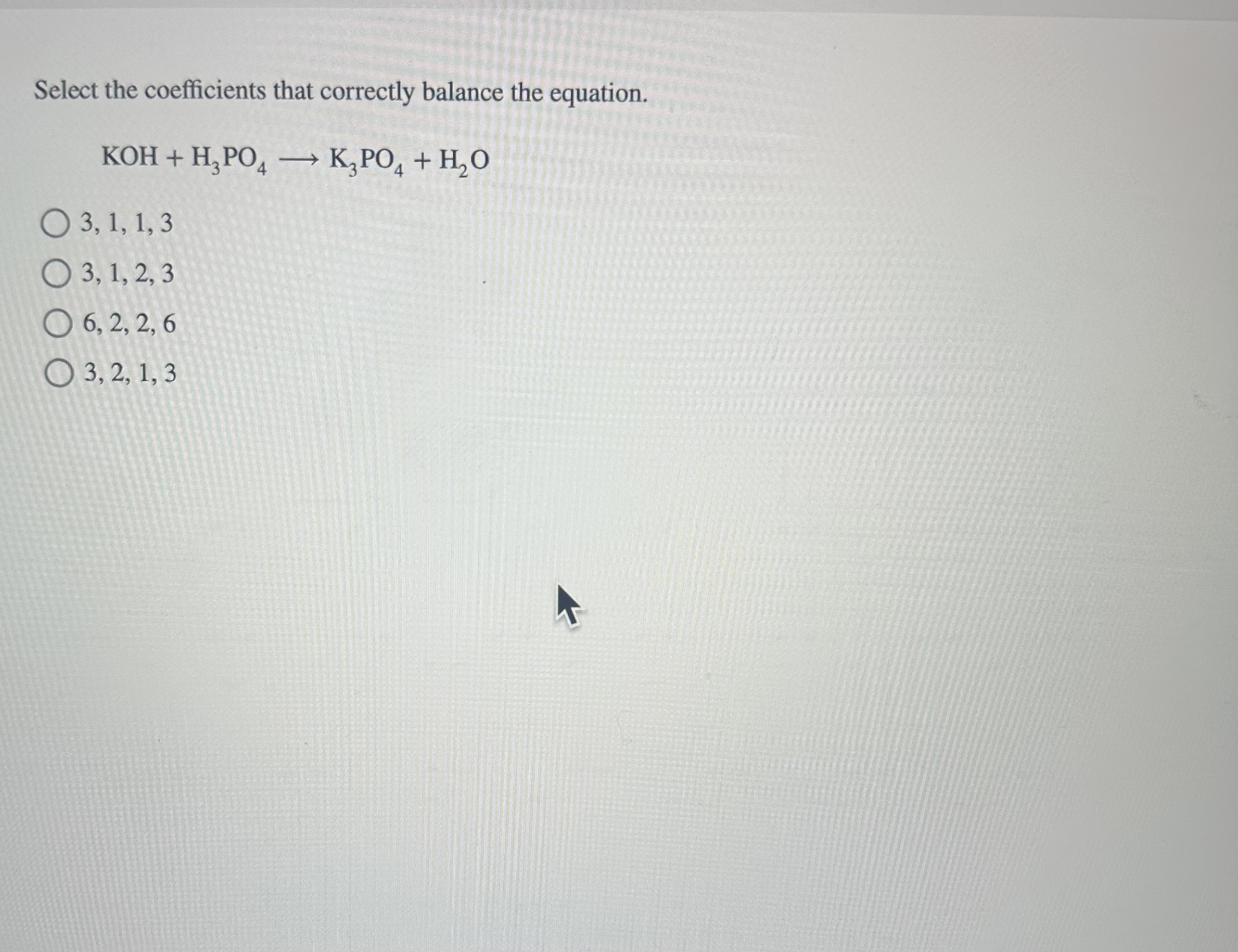 Solved Select the coefficients that correctly balance the | Chegg.com