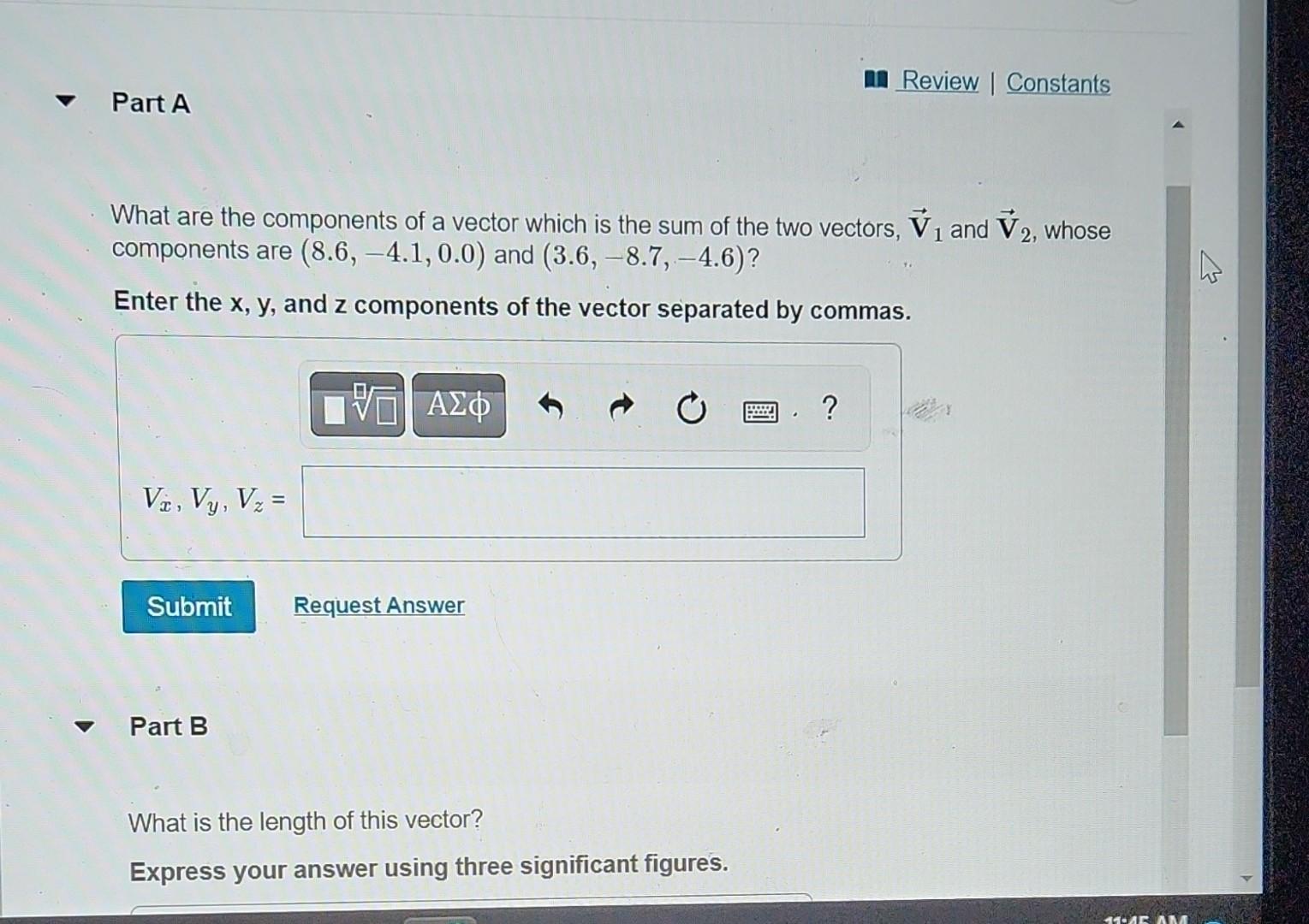 Solved What are the components of a vector which is the sum | Chegg.com
