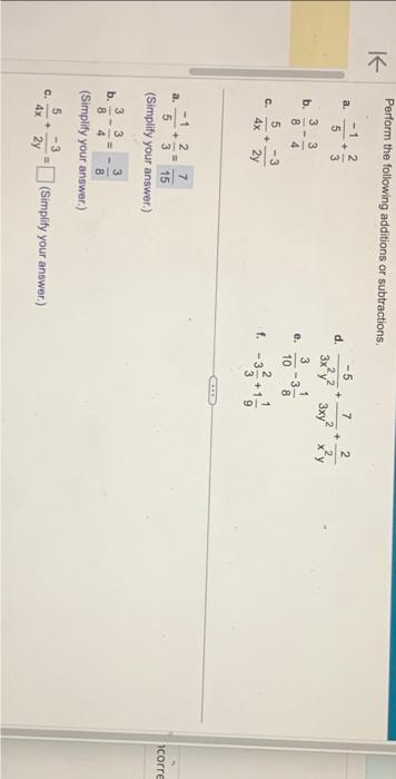 Solved Perform the following additions or subtractions. a. | Chegg.com