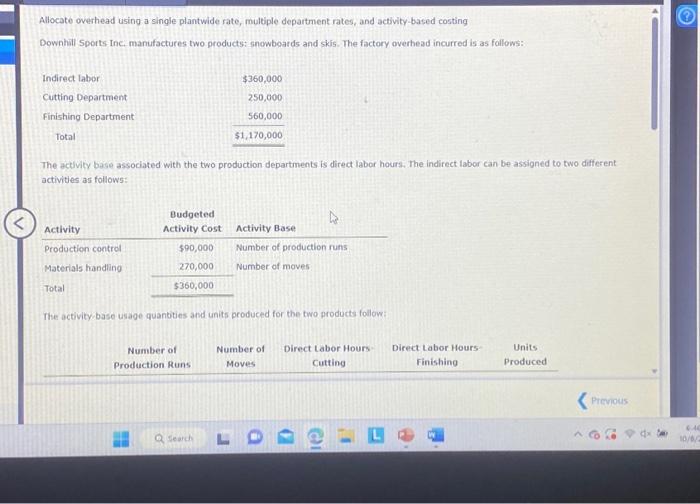 Solved Allocate overhead using a single plantwide rate, | Chegg.com