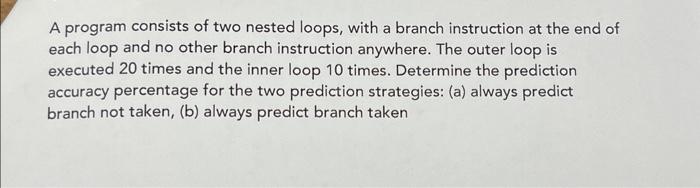 Solved A program consists of two nested loops, with a branch | Chegg.com