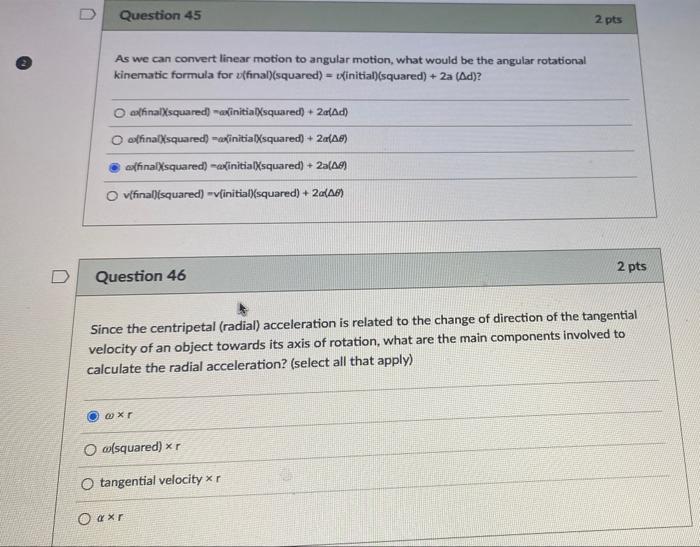 Solved Question 45 2 pts As we can convert linear motion to | Chegg.com