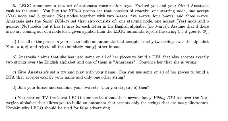 Solved 3. ﻿LEGO announces a new set of automata construction | Chegg.com