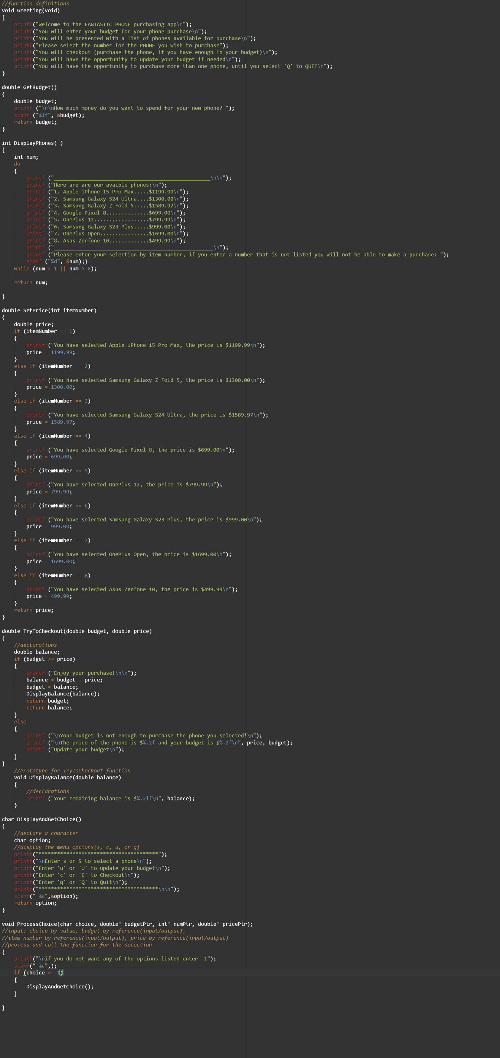 Solved I am trying to add a new function in my code | Chegg.com