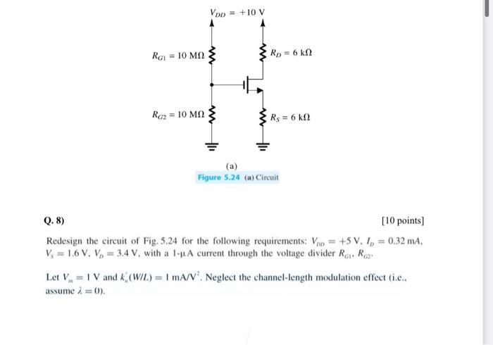 Solved Figure 5.24 (a) Circuit Q. 8) [10 points] Redesign | Chegg.com