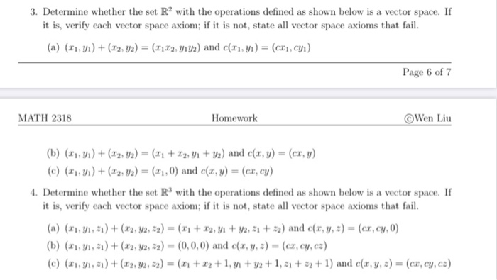 Solved 3. Determine whether the set R2 with the operations | Chegg.com