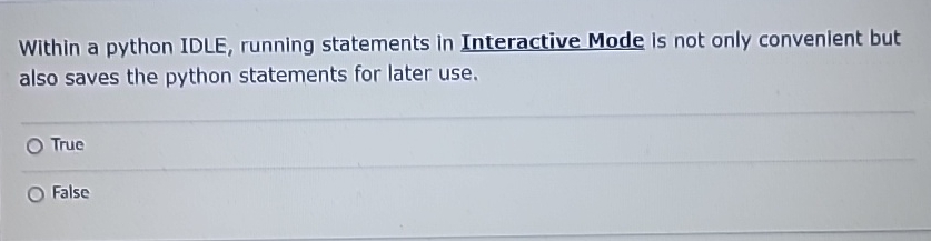 Solved Within a python IDLE, running statements in | Chegg.com