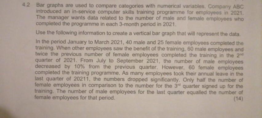 Solved 2 Bar graphs are used to compare categories with | Chegg.com