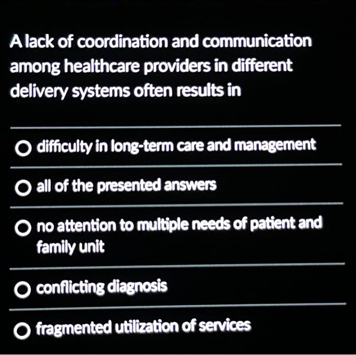 A lack of coordination and communication among | Chegg.com