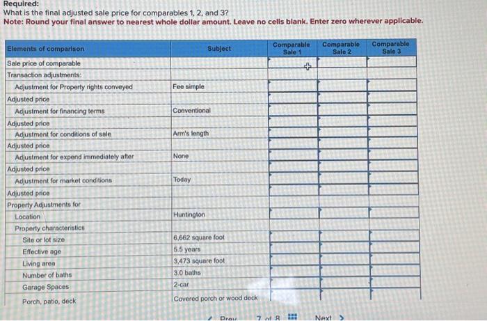Required: What is the final adjusted sale price for | Chegg.com