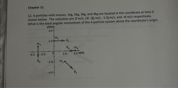 Solved Chapter 11 12. 4 particles with masses, 1kg, 2kg, | Chegg.com