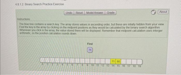 Solved 4.812 Binary Search Practice Exercise Undo | Chegg.com