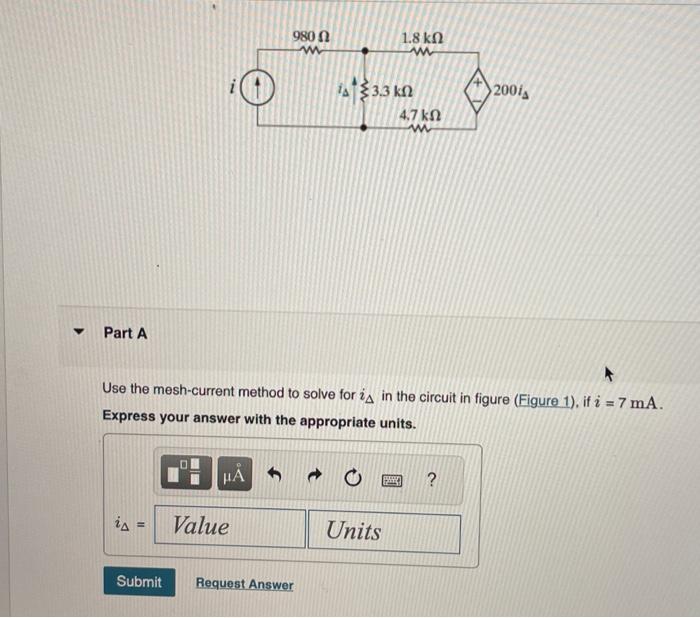 Solved Use the mesh-current method to solve for iΔ in the | Chegg.com
