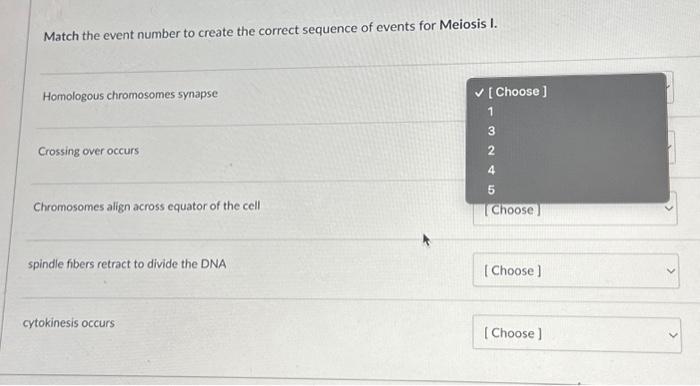 Solved Match the event number to create the correct sequence | Chegg.com
