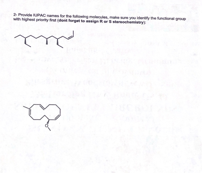 Solved Provide IUPAC names for the following molecules. Make | Chegg.com