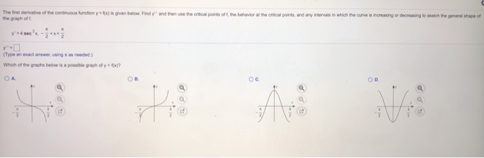 Solved The first derivative of the continuous function y the | Chegg.com