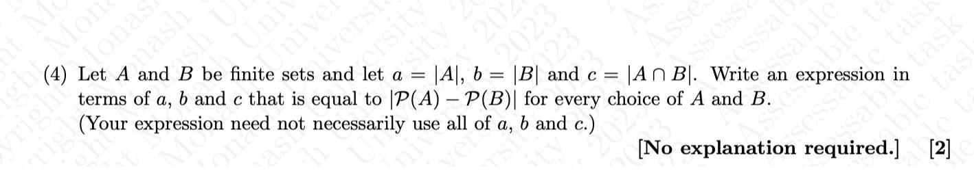 Solved (4) ﻿Let A and B ﻿be finite sets and let a=|A|,b=|B| | Chegg.com