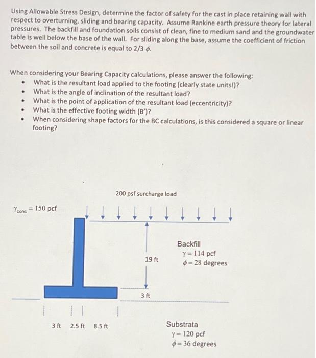 Using Allowable Stress Design, determine the factor | Chegg.com