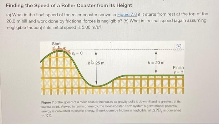 Solved Finding the Speed of a Roller Coaster from its Height | Chegg.com