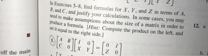 Solved In Exercises 5-8, find formulas for X, Y, and Z in | Chegg.com