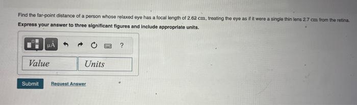 Solved Find the far-point distance of a person whose relaxed | Chegg.com
