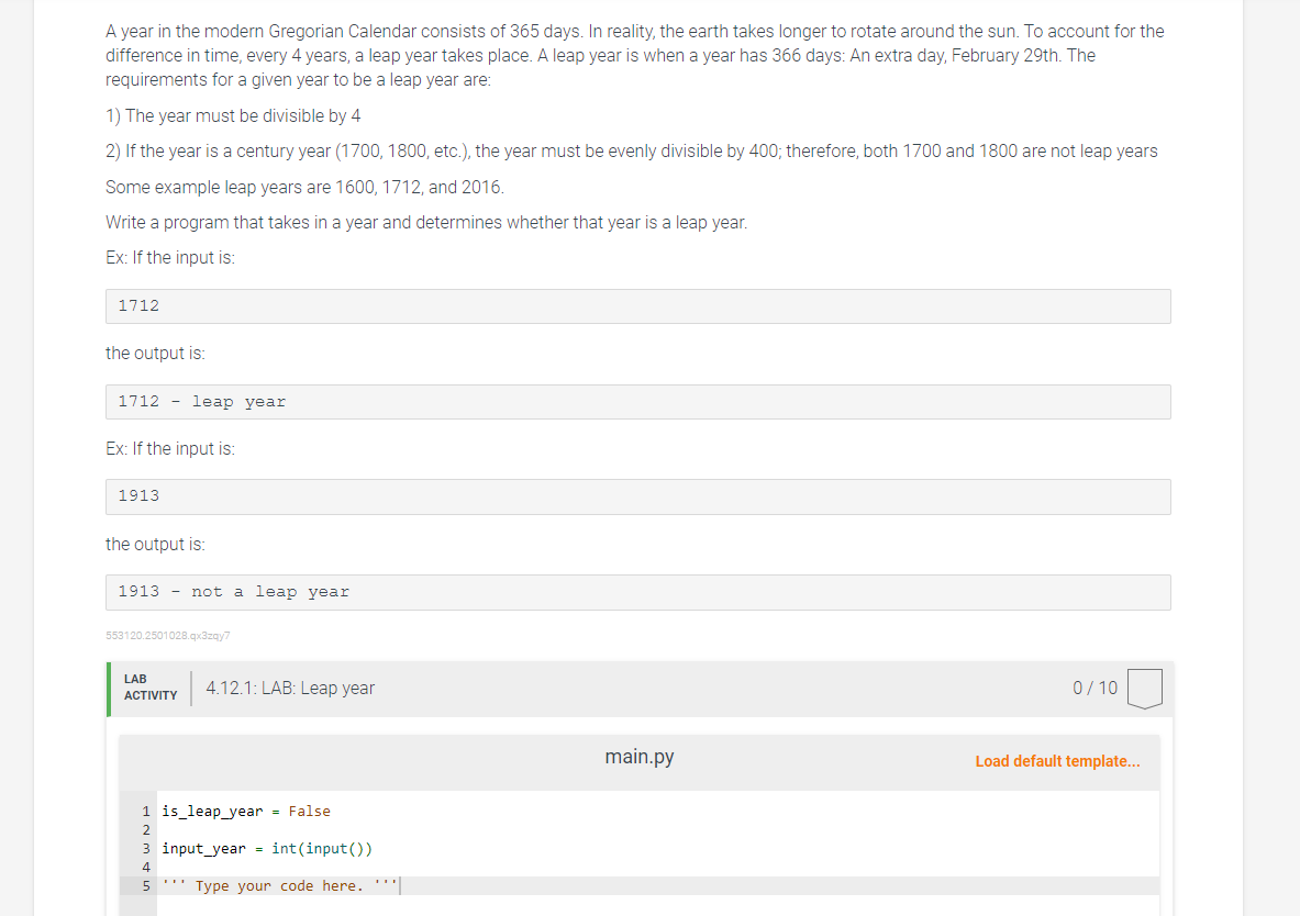 Solved A year in the modern Gregorian Calendar consists of | Chegg.com