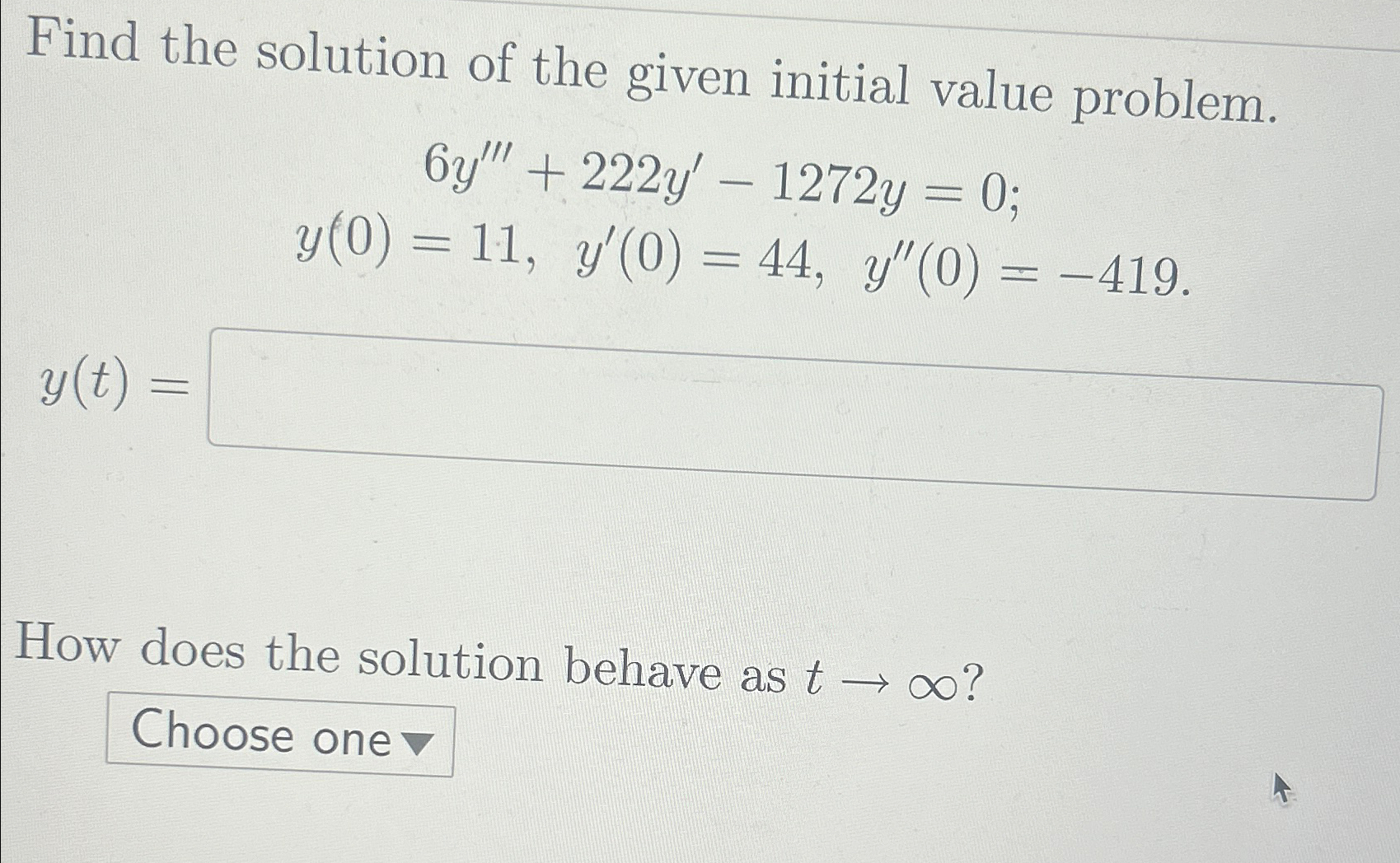 Solved Find the solution of the given initial value | Chegg.com