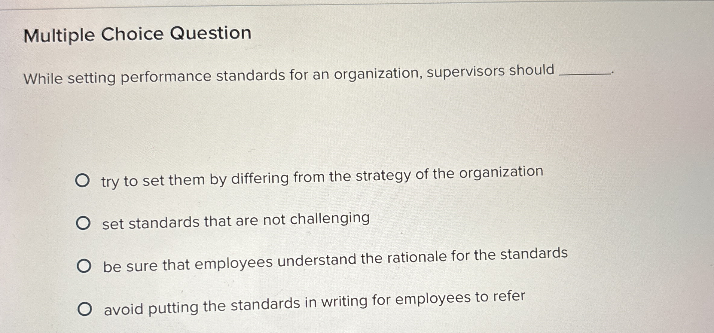 Solved Multiple Choice QuestionWhile setting performance | Chegg.com