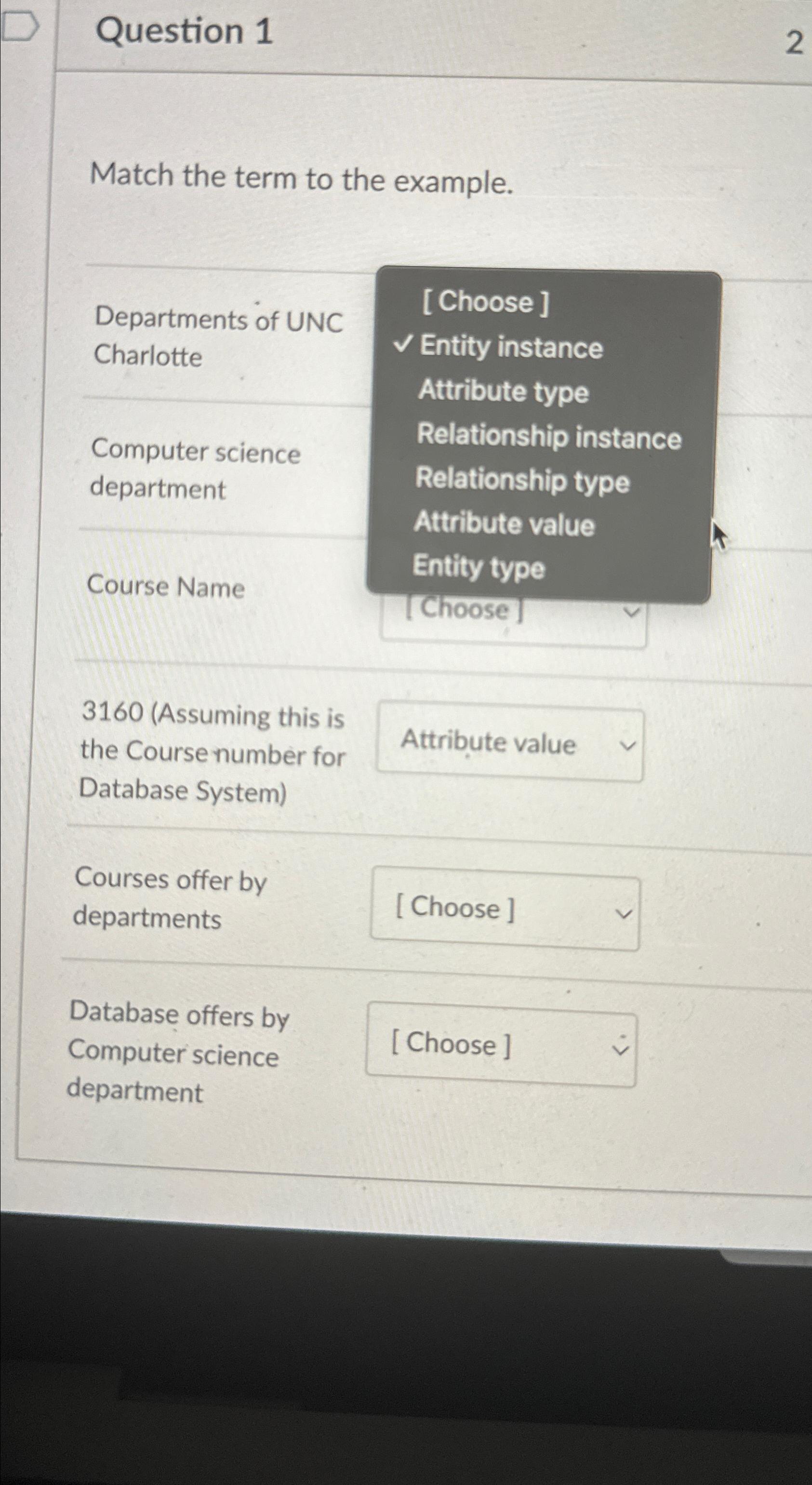 Solved Question 12Match the term to the example.Departments | Chegg.com