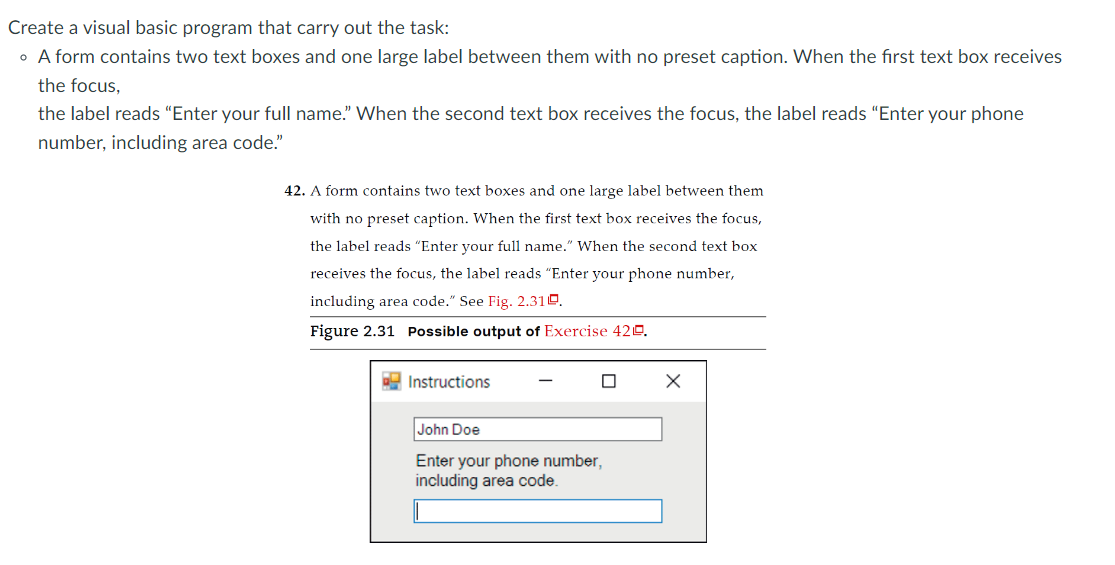 Solved I need help with this visual basic textbox, thank | Chegg.com