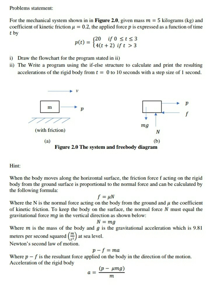 Solved Problems statement: For the mechanical system shown | Chegg.com