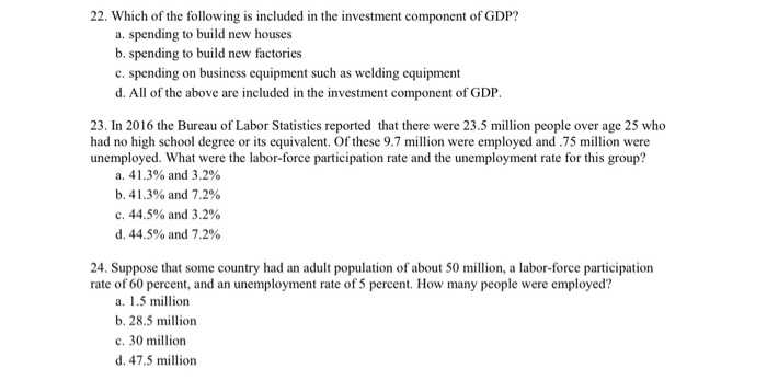 Solved 22. Which of the following is included in the | Chegg.com