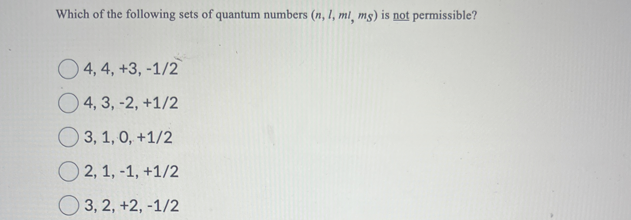 Solved Which of the following sets of quantum numbers | Chegg.com