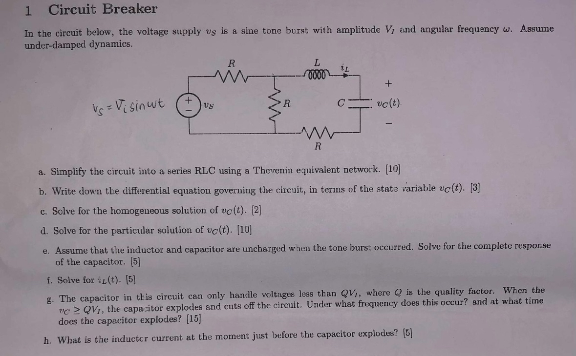 Solved 1 ﻿Circuit BreakerIn the circuit below, the voltage | Chegg.com